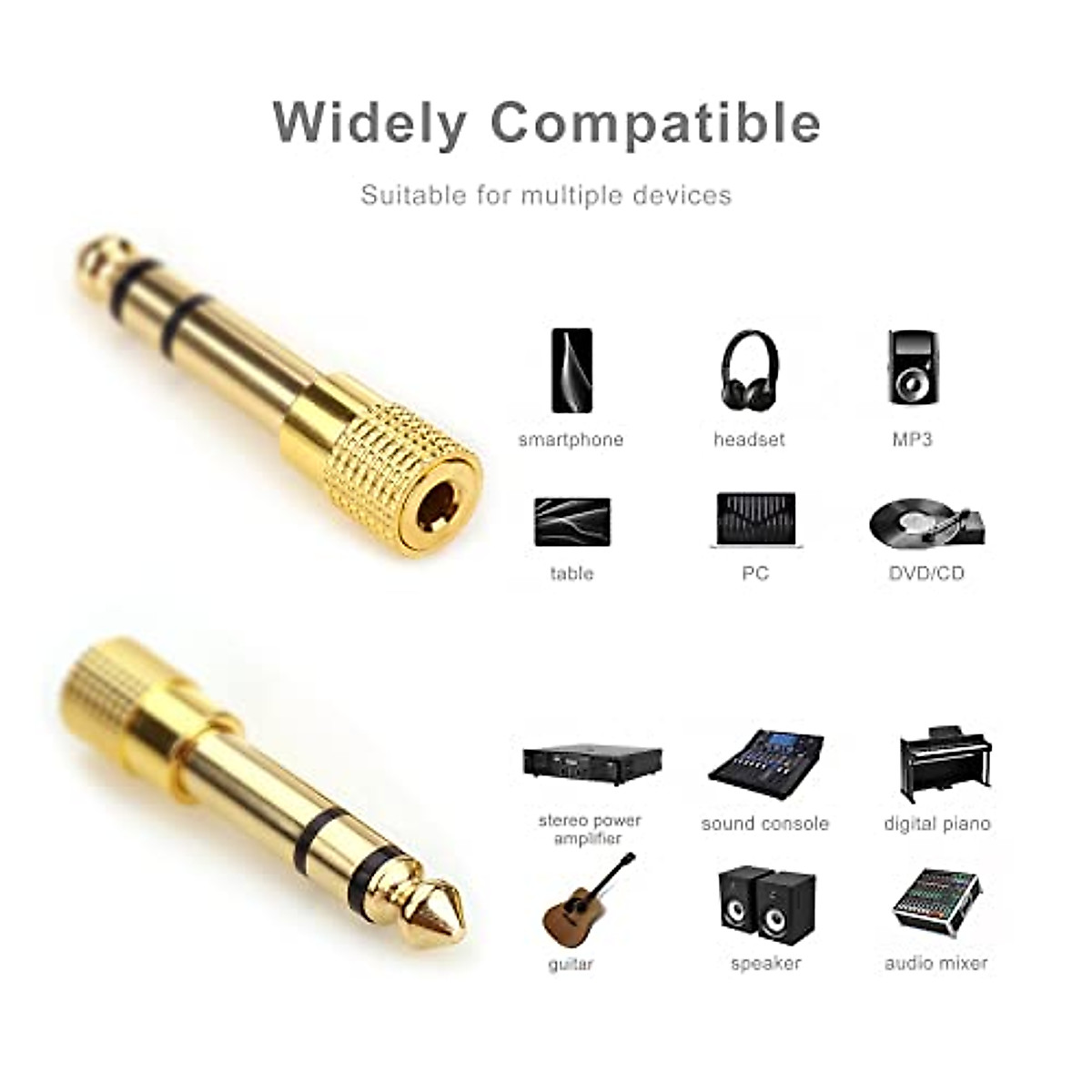 NANYI 4PCS 1/4'' to (1/8'') 3.5mm Stereo Headphone Adapters for Audio Connector, 3.5mm Female to 6.35mm Male Jack Plug Stereo Adapter for Headphone Adapte