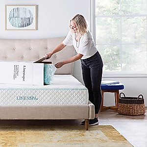 LINENSPA 4 Inch Gel Swirl Memory Foam Mattress Topper – Cooling Gel Infused – Pressure Relieving – CertiPUR Certified - King