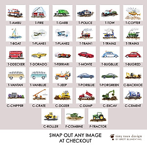 Construction Equipment Nursery Art Print Set, Set of 4 Truck Prints - Blue Cement Mixer, Green Excavator, Red Dump Truck and Yellow Bulldozer - Other Vehicles and Different Sizes Available