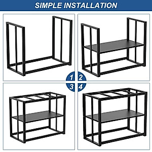 WSYFC Fish Tank Stand Metal Aquarium Stand Black 40 Gallon Aquarium Turtle Tank Double Layer with Storage Weight Capacity 660lbs 36.5" x 18.5" x 29.5" Breeder Reptile Tank Stand