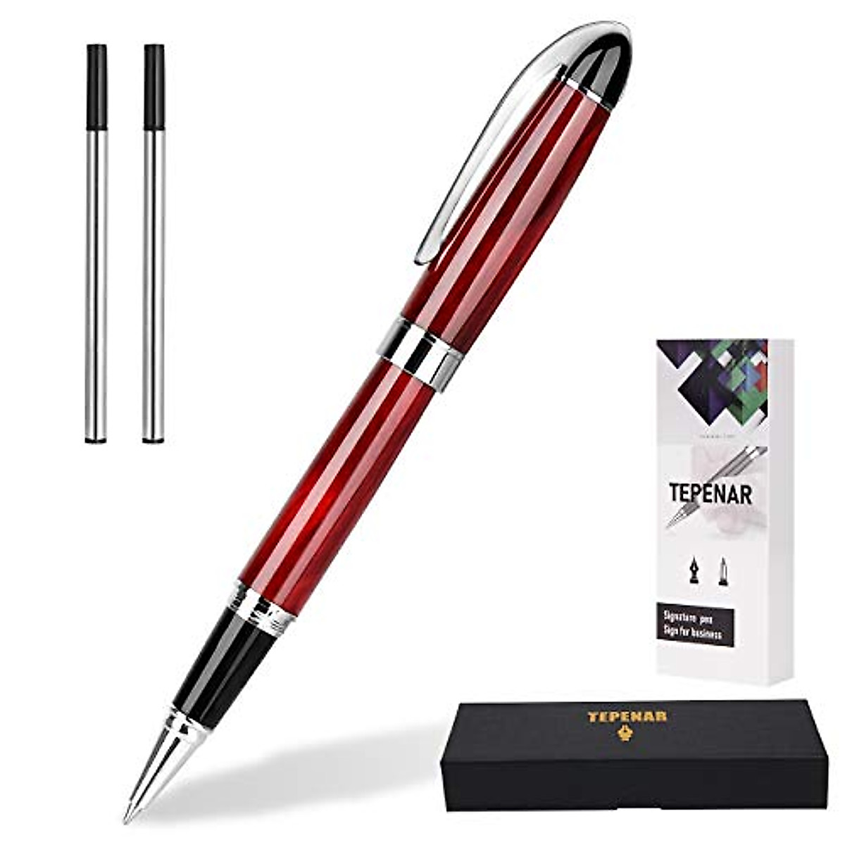 TEPENAR Writing Pen Set with Gift Box - Elegant Nice Black Ink Ballpoint Pen for Journal Signature Executive Business Office