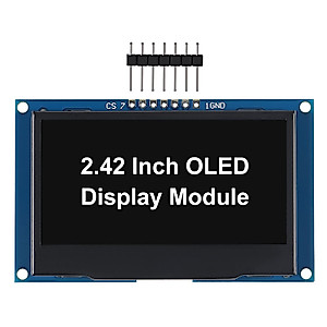 DWEII 2.4" 2.42 inch 128x64 OLED LCD Display Module SSD1309 7 Pin SPI/IIC I2C Serial Interface for Arduino UNO R3 DIY Electronic - White Light