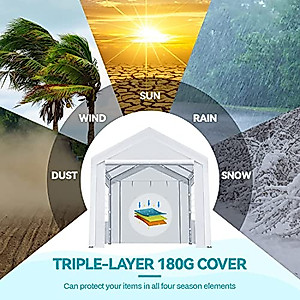 ADVANCE OUTDOOR Adjustable 10x20 ft Heavy Duty Carport Car Canopy Garage Shelter Party Wedding Boat Tent with Removable Window Sidewalls and Doors, Adjustable Height from 9.5ft to 11ft, White