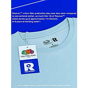 Fruit of the Loom Men's Recover Cotton T-Shirt Made with Sustainable, Low Impact Recycled Fiber, Lilac Petal, Large