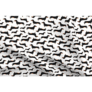 Spoonflower Fabric - Black Dachshunds Dog Dachshund German Pet Puppy Wiener Retro Printed on Minky Fabric by The Yard - Sewing Baby Blankets Quilt Backing Plush