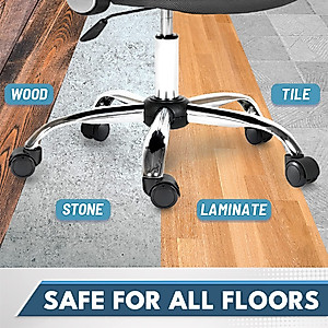 Enjoy Caster | 2 Inch Office Chair Casters for Hardwood Floors | Dual Injection Polyurethane Wheels for Floor Protection | Universal Stem Size 7/16" Office Chairs (5007BUB-38)