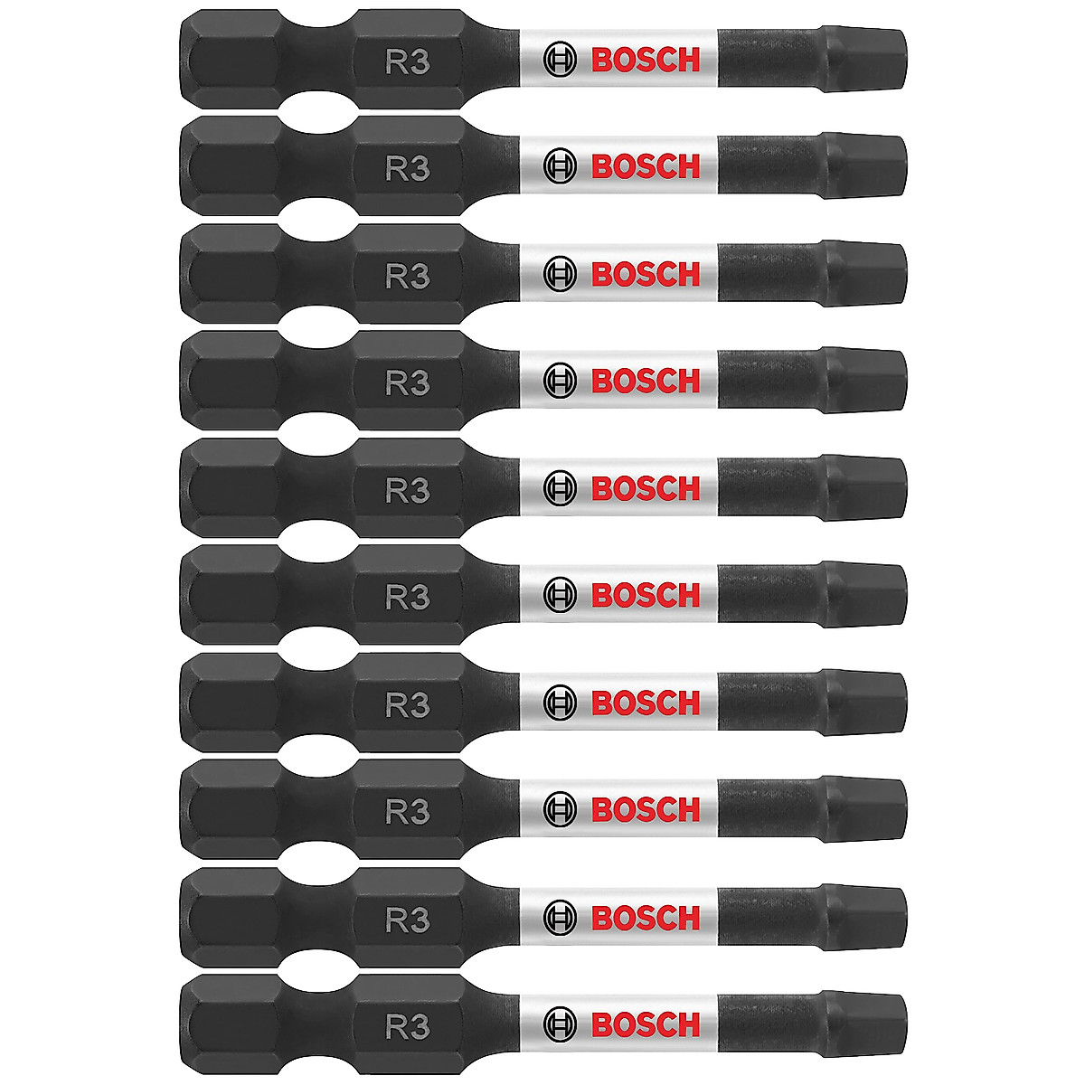 BOSCH ITSQ32B 10-Pack 2 In. Square #3 Impact Tough Screwdriving Power Bits