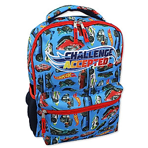 Hot Wheels Race Car Boys 16 Inch School Backpack (One Size, Blue)