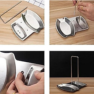 Kitchen Stainless Steel Pan Pot Rack Lid Rack Stand Spoon Rest Cover Holder