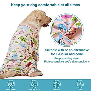 LovinPet Large Dog Clothes: Pajamas for Large Dogs, Slim Fit/Lightweight Pullover Dog PJ's, Full Coverage/Animals Allover Pink Print/Pet Pajamas/XL