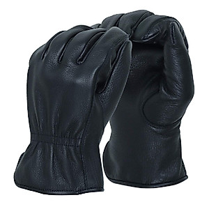MEN`S FULL GRAIN BLACK DEERSKIN LEATHER GLOVES LINED 40 GRAM 3M THINSULATE (American Fur) (X-Large)