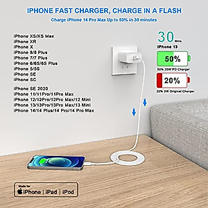 3 Pack iPhone 15 14 Charger Fast Charging, [Apple MFi Certified] PD 20W USB C Wall Charger Block with 6FT Type C to Lightning Fast Charging Data Sync Cable for iPhone 15 14 13 12 11 XS XR X 8 iPad