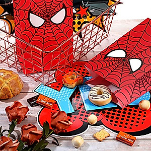 30 Pieces Spider Party Treat Bags Spider Theme Birthday Party Hero Web Printed Kraft Paper Goodie Bags Candy Bags for Theme Birthday Party Decorations and Supplies