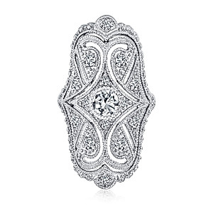 Bling Jewelry Great Gatsby Inspired CZ Vintage Style Full Finger Armor Ring, Size 8