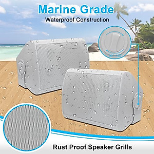 Herdio 6.5 Inches Indoor Outdoor Bluetooth Speakers Waterproof Wireless with Powerful Bass,Wall Mount Speakers Wired Weather Resistant for Patio Home Deck Porch Backyard 400 Watts(White)