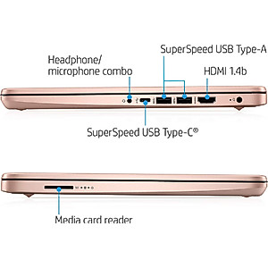 HP 2022 Premium 14-inch HD Thin and Light Laptop, Intel Quad-Core Processor, 32GB RAM, 64GB Storage, Long Battery Life, Webcam, Bluetooth, HDMI, Wi-Fi, Rose Gold, Windows 11 + 1 Year Microsoft 365