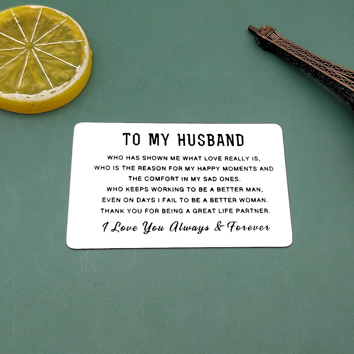 Husband Gift Ideas Metal Wallet Card Inserts for Husband from Wife Unique Mini Love Note for Men Anniversary Birthday Wedding Deployment Gifts for Him, I Love You Gift for Husband