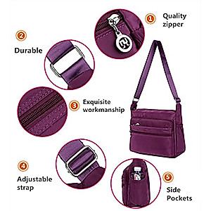 Women Shoulder Handbag Lightweight Cross body Bag Small Ladies Tote Nylon Satchel Purses (Black)