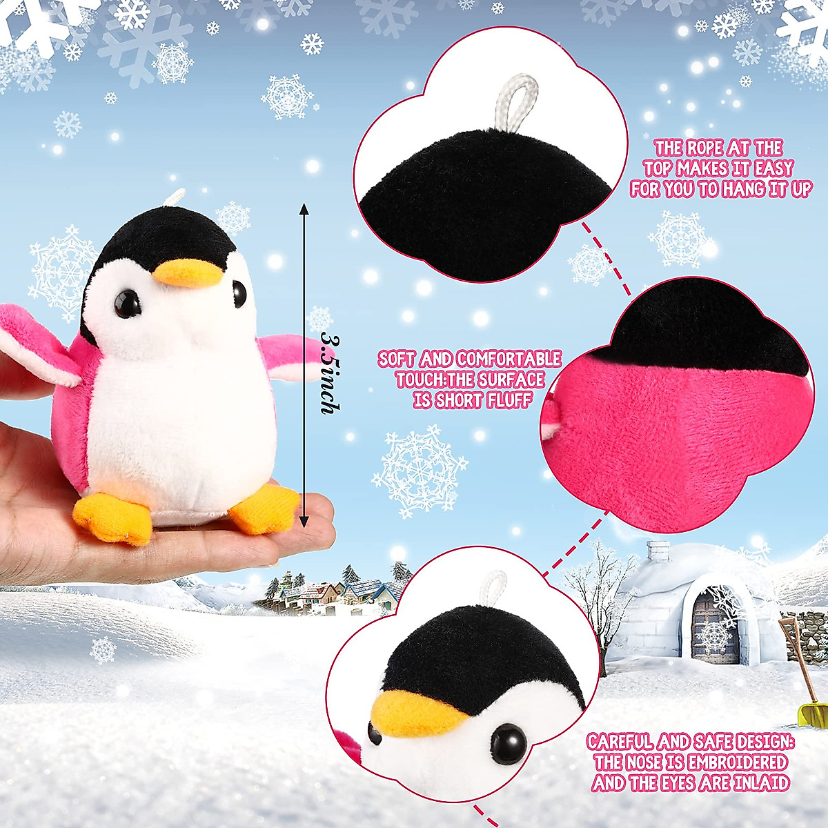 Kasyat 12 Pieces Mini Plush Penguin Stuffed Toys Animal, Cute Small Baby Penguin Stuffed Doll Keyholder Bag Pendant Valentine's Day Birthday Party Favor Present for Boys Girls(Classic Style)