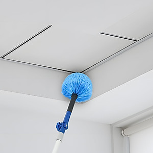 SHINMING 5-12FT Reach Telescoping Extension Pole, Multi-Purpose Extendable Pole with Universal Twist-on Metal Tip for Hanging Light Bulb Changer, Paint Roller, Duster, Window/Gutter Cleaning (5-12FT)