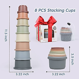 SKYWHALE Baby Soft Building Blocks 6 12 18 Months, 21pcs Toddler Stacking Sensory Learning Education Toys, Infant Rubber Silicone Teething Squeezing Block Gift for Boys Girls