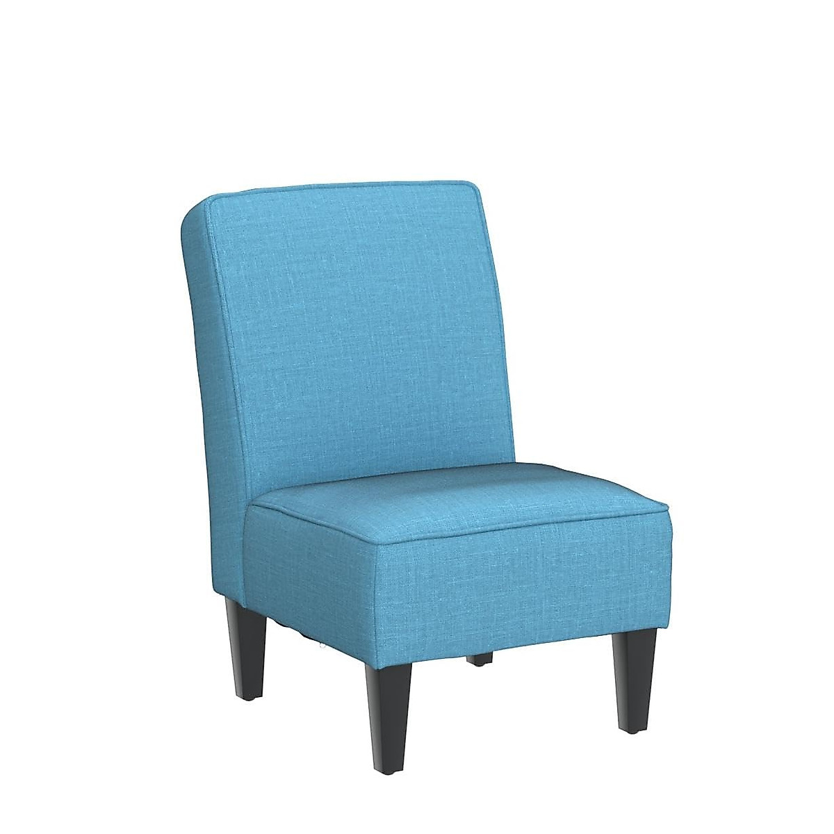 ALISH Accent Chairs Set of 2 Upholstered Living Room Chairs Armless Side Chairs Bedroom Chairs with Curved Backrest and Wooden Legs Blue