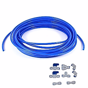 Lemoy 1/4" Quick Connect Water Purifiers Tube Fittings for RO Water Reverse Osmosis System Ball Valve+Y+L+I+T Type+5 meters 15 feet tubing hose pipe blue for RO Water Reverse Osmosis System blue