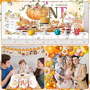 MOVINPE Pumpkin 1st Birthday Decorations, Little Pumpkin First Birthday decor Party Supplies, Autumn Fall Little Pumpkin Turning One Halloween Thanksgiving First Birthday Decor