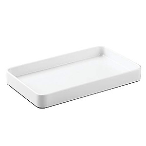 iDesign Gia Metal Guest Towel Tray, Non-Slip Vanity Board for Bathroom, Kitchen, Office, Craft Room, Countertops, Closets, 9.62" x 5.62" x 1.07", White