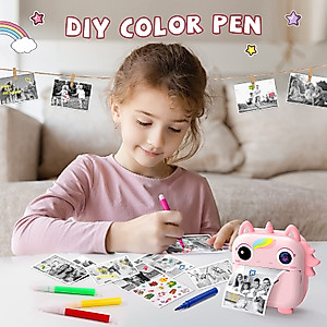 Instant Camera for Kids,Unicorns Kids Camera Instant Print Toys for Girls,Selfie Video Camera for Kids Age 3-12,48MP Digital Camera 32G TF Card&5 Roll Print Paper,Toddler Toys Girls Toys Age 6-8