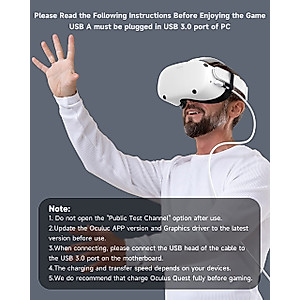 ZOOAUX Link Cable 16 FT Compatible with Meta/Oculus Quest 2 Accessories and PC/Steam VR, Fast Charing & PC Data Transfer USB C 3.2 Gen1 Cable for VR Headset and Gaming PC