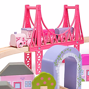 Bigjigs Rail Wooden Fairy Town Train Set - 75 Play Pieces