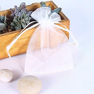 Staruby 100Pcs Organza Bags 3x4 Inches Drawstring Jewelry Gift Bags Mesh Pouches for Wedding Party Christmas Gifts Candy Bags, White