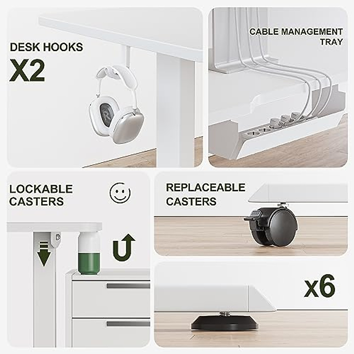 BANTI Triple Motor 75" L-Shape Standing Desk with 5 Drawers, Sit Stand Home Office Desk, Computer Workstation Corner Standing Desk with Spliced Panels, White Top