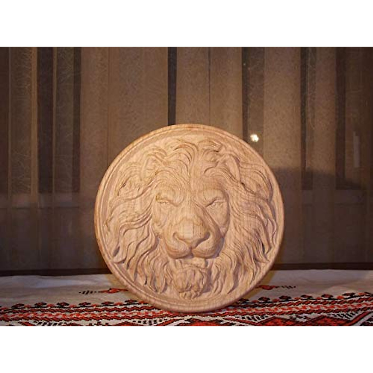 Lion Head Leo Carved Wood furniture appliques Furniture Onlay Wood rosette wood carvings Wall Hanging art