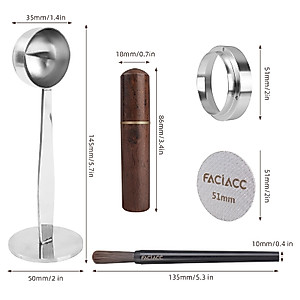 FACIACC 51mm Espresso Accessories Kit, Wdt Tool espresso, Dosing Funnel & Puck Screen Kit, 2 in 1 51mm Espresso Tamper & Coffee Spoon, Barista Kit, Espresso kit Stainless Steel 8pin Espresso Stirrer