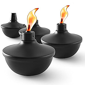 SNOGSWOG 4 Pack Metal Table Top Torches, 18oz Citronella Torches for Outside, Refillable Flame Light Torch, Decorative Tabletop Lantern for Yard, Patio, Deck, Garden, Party, Landscape