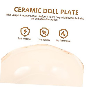 Mikinona Ceramic Doll Tray Ceramic Salad Bowl Oval Tray Extra Large Salad Bowl Trifle Bowl Small Bowls for Ice Cream Cartoon Fruit Plate Food Serving Bowl Footed Dessert Bowls Dessert Cup