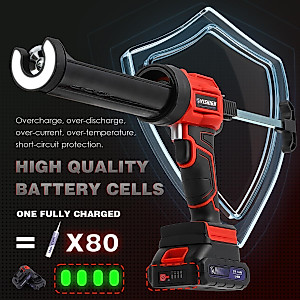 VISHIGH 2 in 1 Cordless Caulking Gun with 2 Batteries, for 10oz-20oz/300-600ml Cartridges and Sausage Packs, Anti-Dripping with LED Light