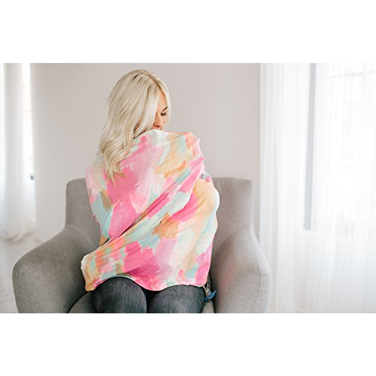 Baby Car Seat Cover Canopy and Nursing Cover Multi-Use Stretchy 5 in 1 Gift"Monet" by Copper Pearl