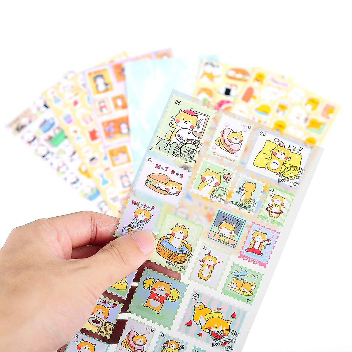 6 Sheets Small Cute Cat Panda Letter Stickers Korean Stationery Stickers Laptop and Water Bottle Decal Sticker Photo Planner Stickers for DIY Arts and Crafts,Life Daily Planner,Calendars (6pcs Animal)