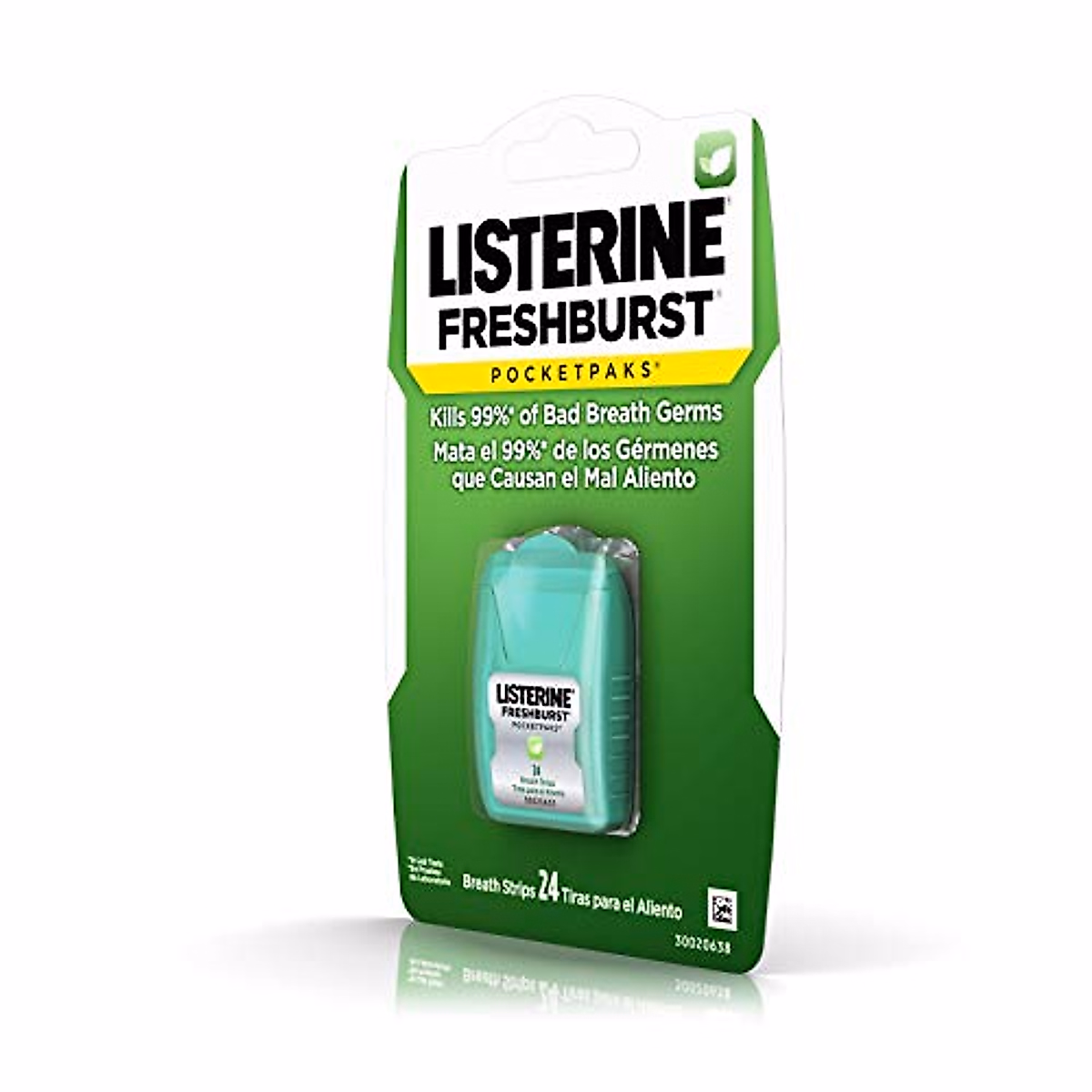 Listerine Freshburst Pocketpaks Fresh Breath Strips, Mint Breath Refresher Strips to Kill 99% of Bad Breath Germs, Portable Pack, Freshburst Spearmint Flavor, 24-Strips (Pack of 1)