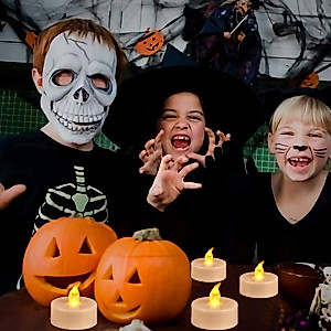 MINXIN Battery Operated Tea Lights Candles: 24 Pack Realistic and Bright Flickering Holiday Gift Flameless Candles LED Electric Tea Candles for Seasonal & Wedding Party Home Decoration (Warm Yellow)