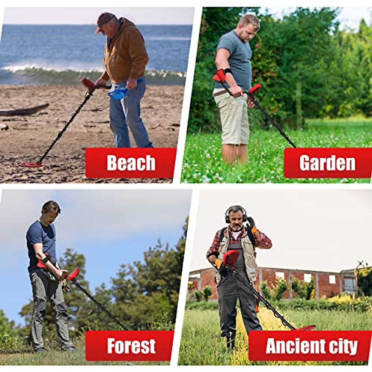 Metal Detector for Adults Professional, NUSICAN IP68 Waterproof 10" Searching Coil ,Ergonomic Design ,Adjustable Stem Detector for Adults and Teens, 4 Detection Modes High Accuracy, with Headphone