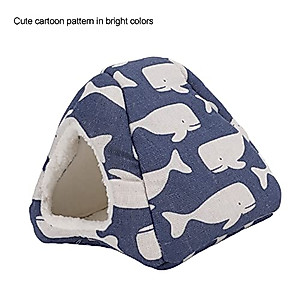 OKJHFD Guinea Printed Fish Pattern Pig Cave Cozy Hamster House Large Hideout Dwarf Rabbits Hedgehog Bearded Winter Hamster Cage Accessories(Small)