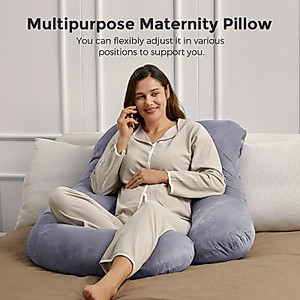 Momcozy Pregnancy Pillows, U Shaped Full Body Maternity Pillow with Removable Cover - Support for Back, Legs, Belly, Hips for Pregnant Women, 57 Inch Pregnancy Pillows for Sleeping, Grey