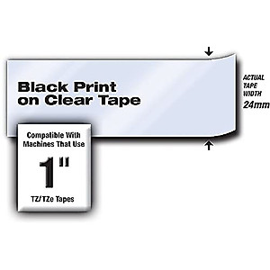 Brother Tzes151 Tze Extra-Strength Adhesive Laminated Labeling Tape, 1-Inch W, Black On Clear