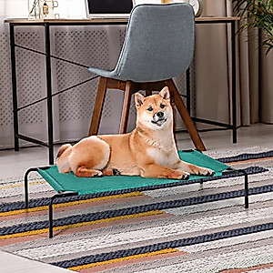 Elevated Dog Bed Cooling Dog Cat Cot Indoor Outdoor Waterproof Pet Bed Portable Raised Pet Cot for Small Medium Dogs Cats, Green