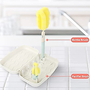Travel Baby Bottle Drying Rack with Bottle Brushes for Baby Bottles Teats Nipples Cups Pump Parts and Accessories