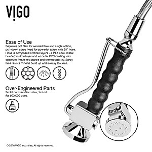 VIGO VG02007CHK2 27" H Zurich Single-Handle with Pull-Down Sprayer Kitchen Faucet with Soap Dispenser in Chrome